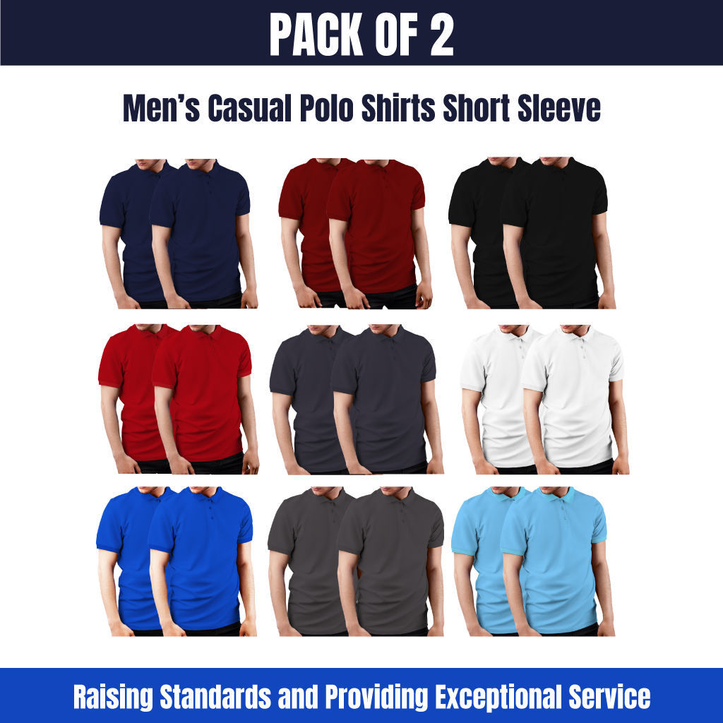 Mens' Solid Polo Shirts Multipack 100% Cotton Sports Wear Polo Shirt ...