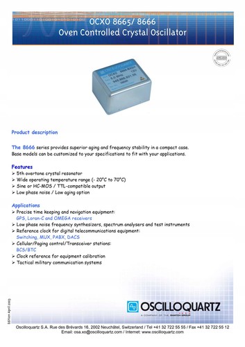 OSCILLOQUARTZ OCXO 8661-A, 10.0 MHz, 12V - Used Quartz Oscillator | eBay