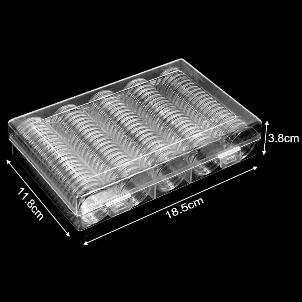 100 PCS 30MM Clear Round Coin Capsules Plastic Coin Holders &White ...