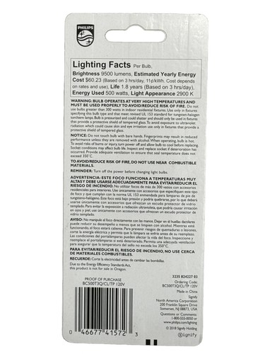 Philips Work Light Security Bulb, 500W 120V Clear, RSC Base T3, 2 Pack ...