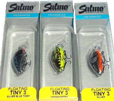 Salmo Tiny 3 Floating Crankbaits (Lot of 3-Silver Blue Tiger ...
