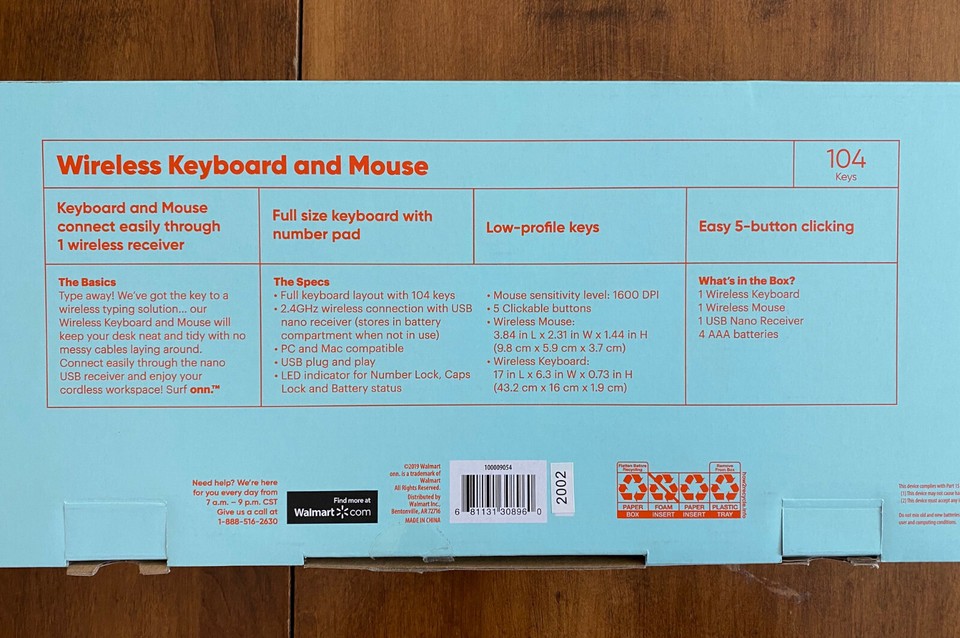 New SURF ONN WIRELESS KEYBOARD AND MOUSE 104 Keys PC and MAC | eBay