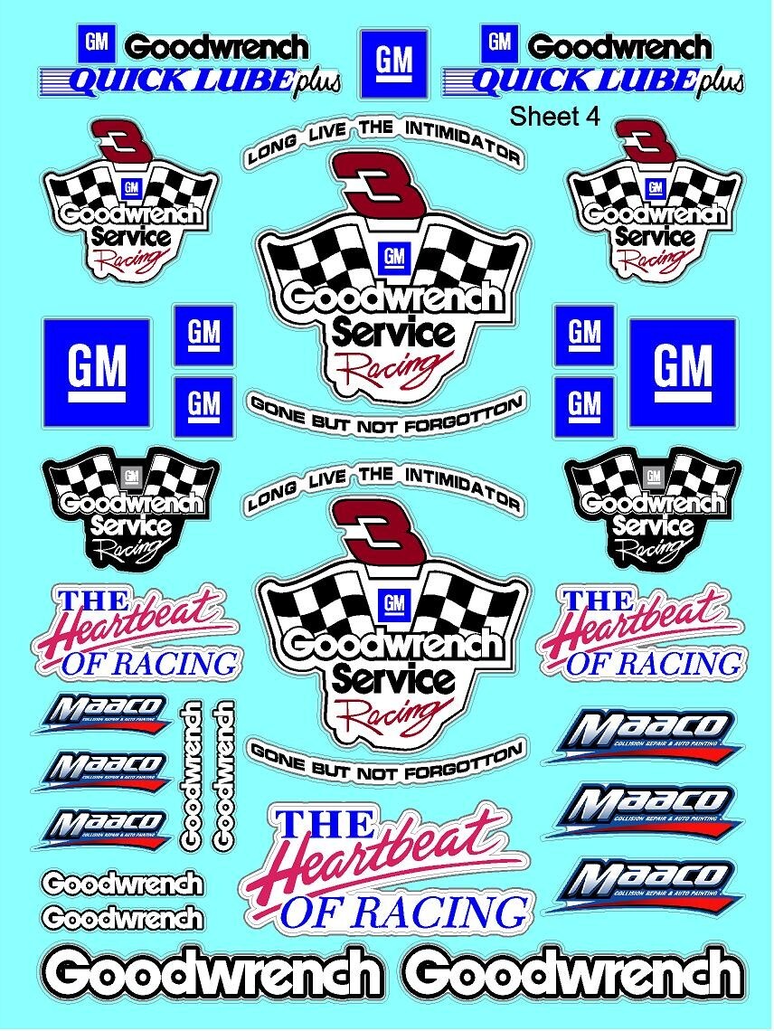 WHITE VINYL RACING Sticker Sheet 4 HURTZ-R/C MODEL Die-cut -Decals 1/12 ...