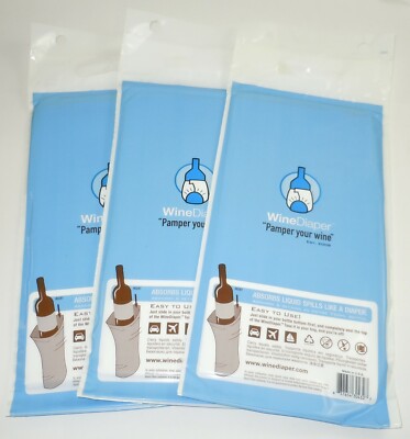 Wine Diaper Portable Bottle Bag LOT 3 NEW Carry Reusable Absorbent ...