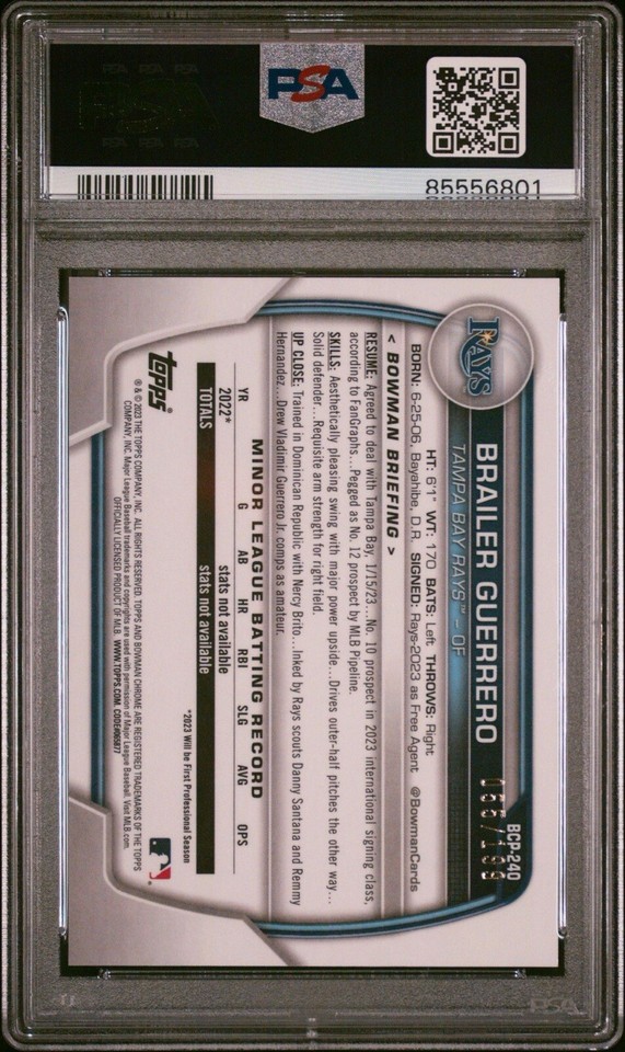 2023 Bowman Chrome Brailer Guerrero Fuchsia PSA 10 - 55/199 | eBay