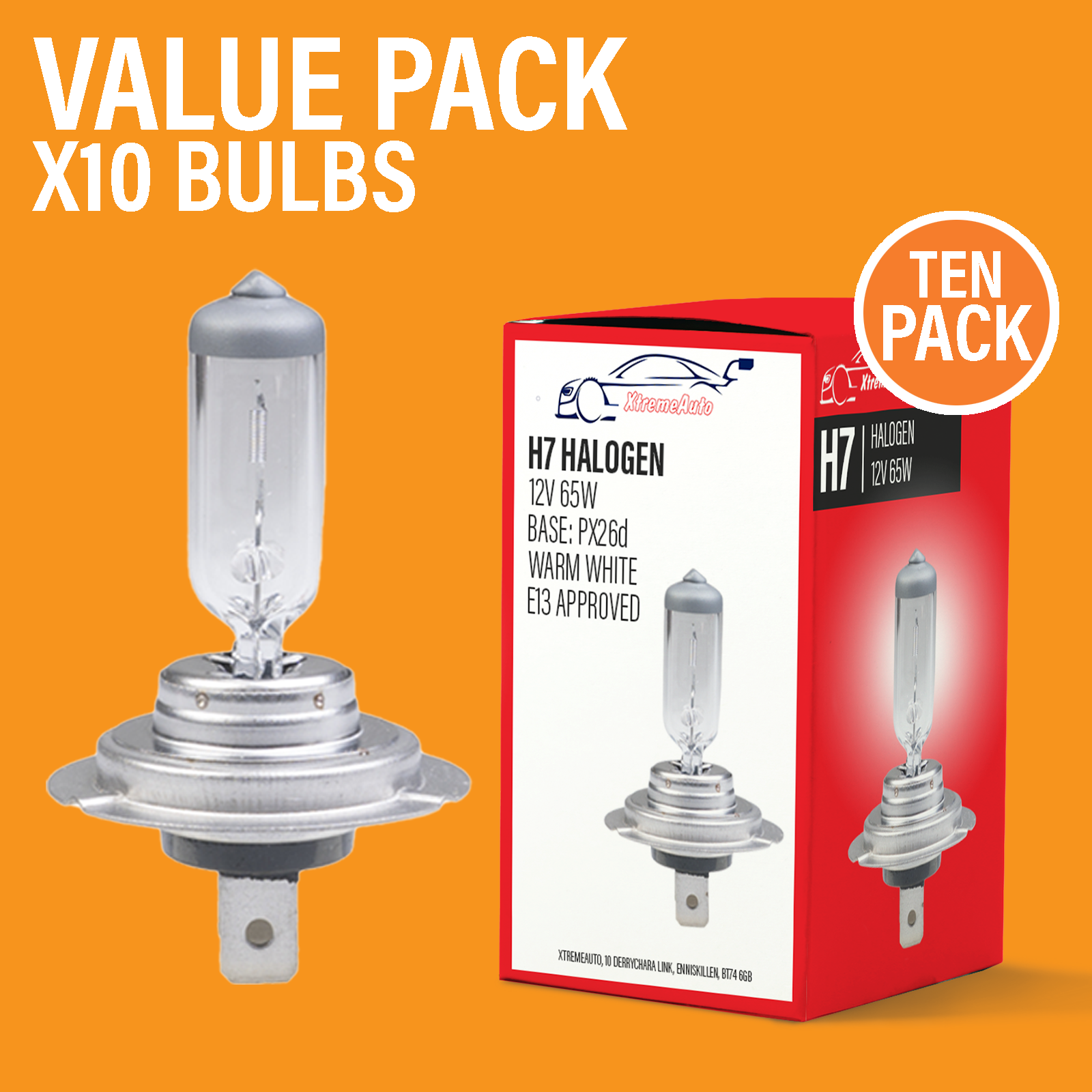 10 x H7 HALOGEN HEADLAMPS HEADLIGHTS CAR CLEAR BULB 477 499 12V 55W 2 ...