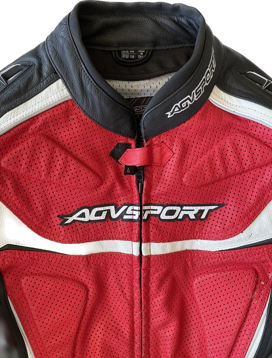 AGV Laguna Sport Armored Leather Motorcycle Jacket Red