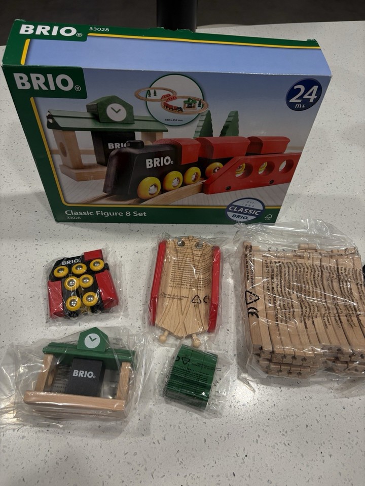 New Brio Classic Wooden Railway Train Set 8 Piece Set | eBay