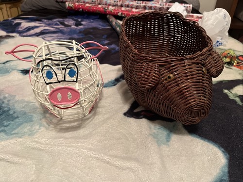 Wire & Wicker Pig Baskets | eBay