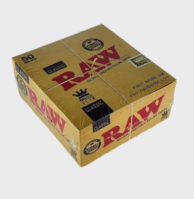 Raw Classic King Size Slim Rolling Paper Full Box 50 pack, 32 Per Pack ...