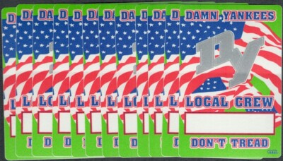 Damn Yankees Backstage Pass - 1992 Wholesale Set of 12 Cloth Passes | eBay