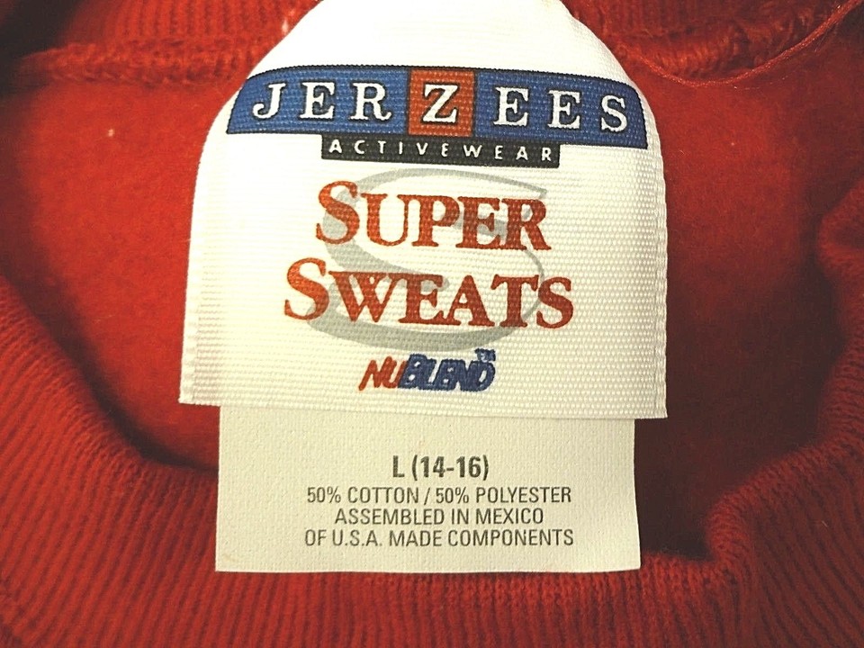 JERZEES Super Sweats Crewneck Long Sleeve RED Sweatshirt~Size YOUTH L ...