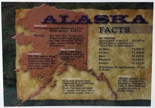Alaska Greatest America 49th States Facts Information State Map Printed ...