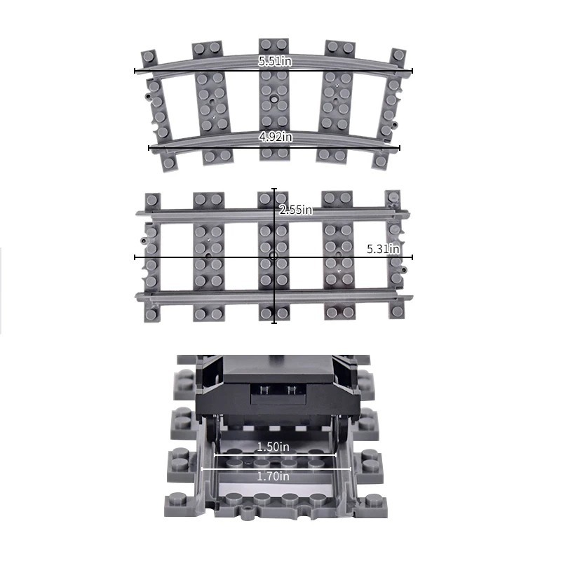 MOC City Train Track Set Straight Curved Switch Rails DIY Blocks Toy ...