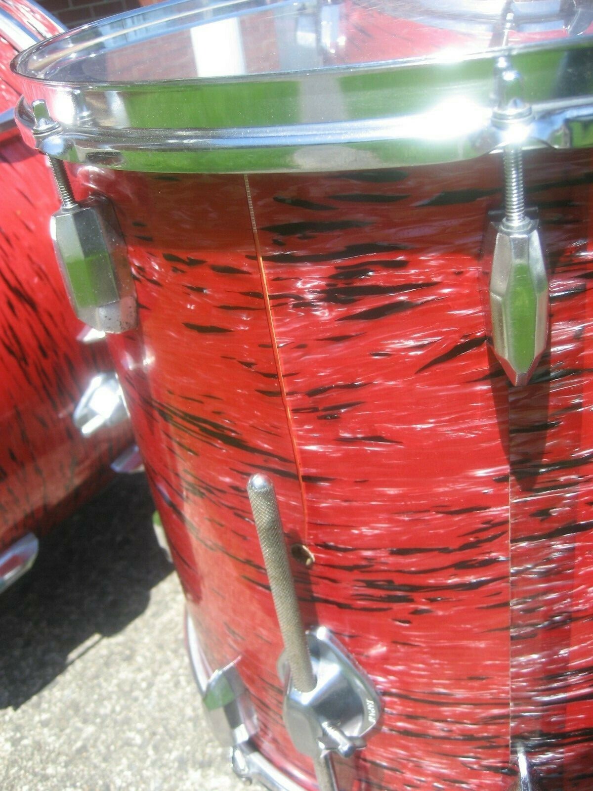 Vintage 60's Pearl Japan Red Oyster Drum Set Kit ! 4pc. 22,16,13 + Wood ...