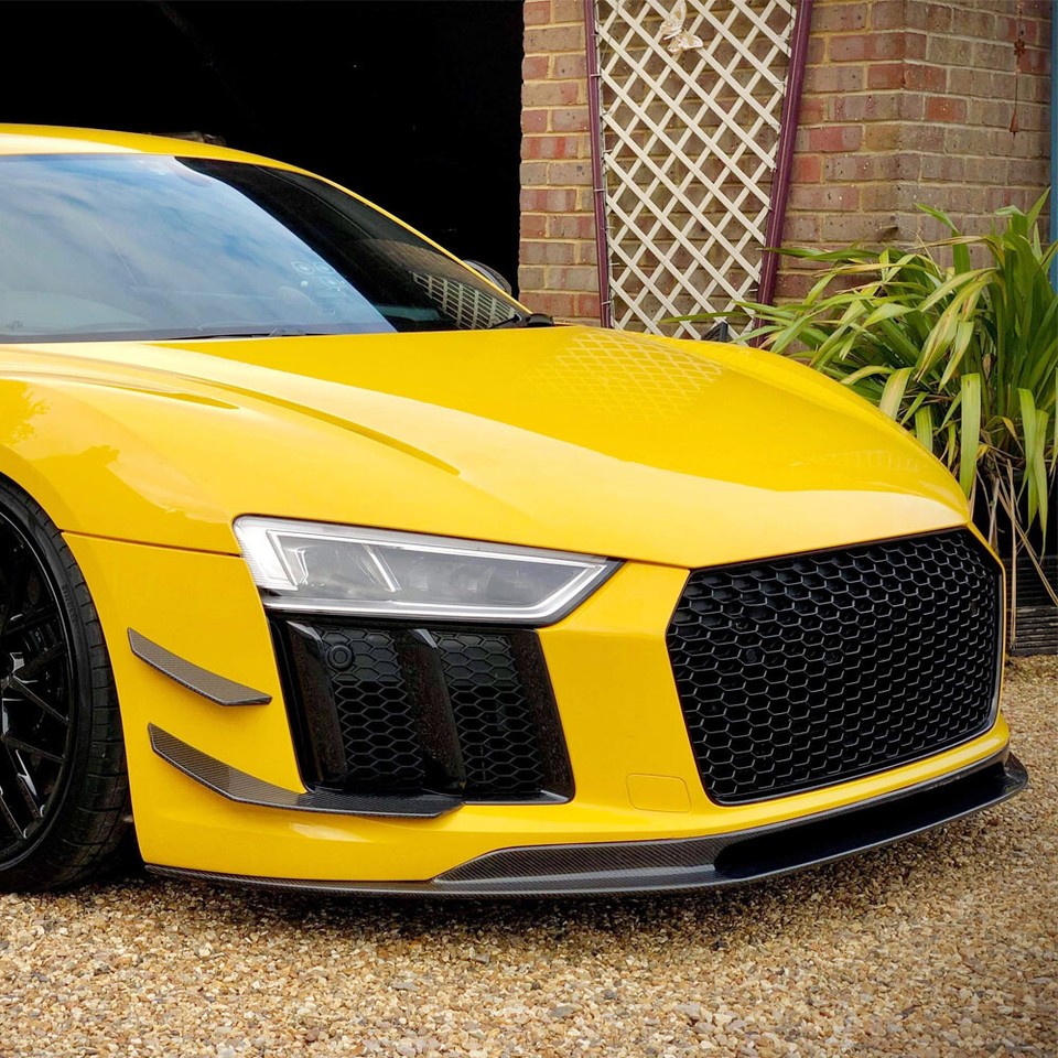 Fits Audi R8 V8 V10 2016-2018 Real Carbon Front Bumper Splitters Canard ...