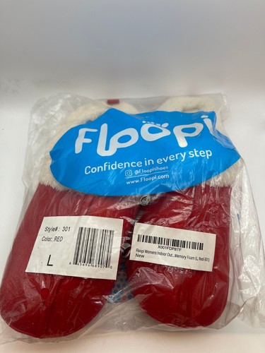 New Floopi Women House Slippers Fur Lined Indoor Outdoor Clog Red Size ...