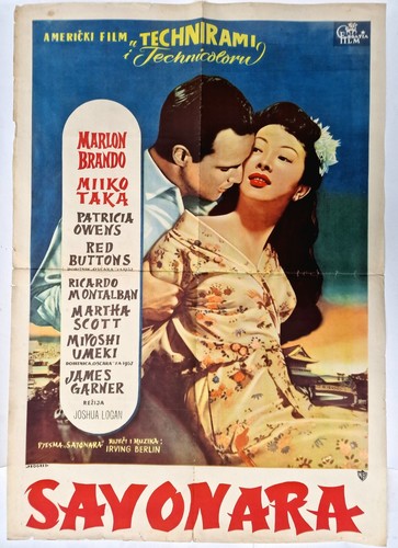 SAYONARA MARLON BRANDO JAPAN 1957 MIKO TAKA 1SH DOUBLE SIZE YUGO MOVIE ...