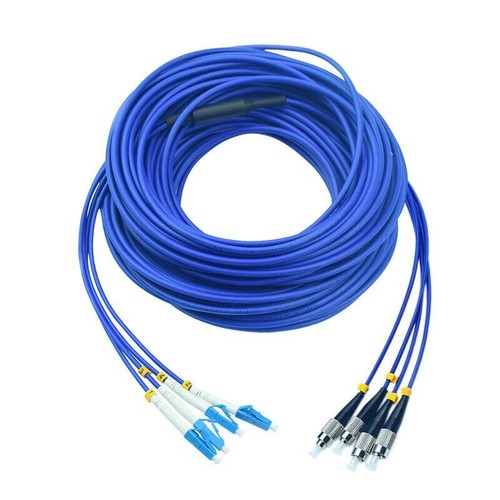 40M FC-LC Indoor Armored Fiber Cable SM 9/125 4 Strand Fiber Optic ...