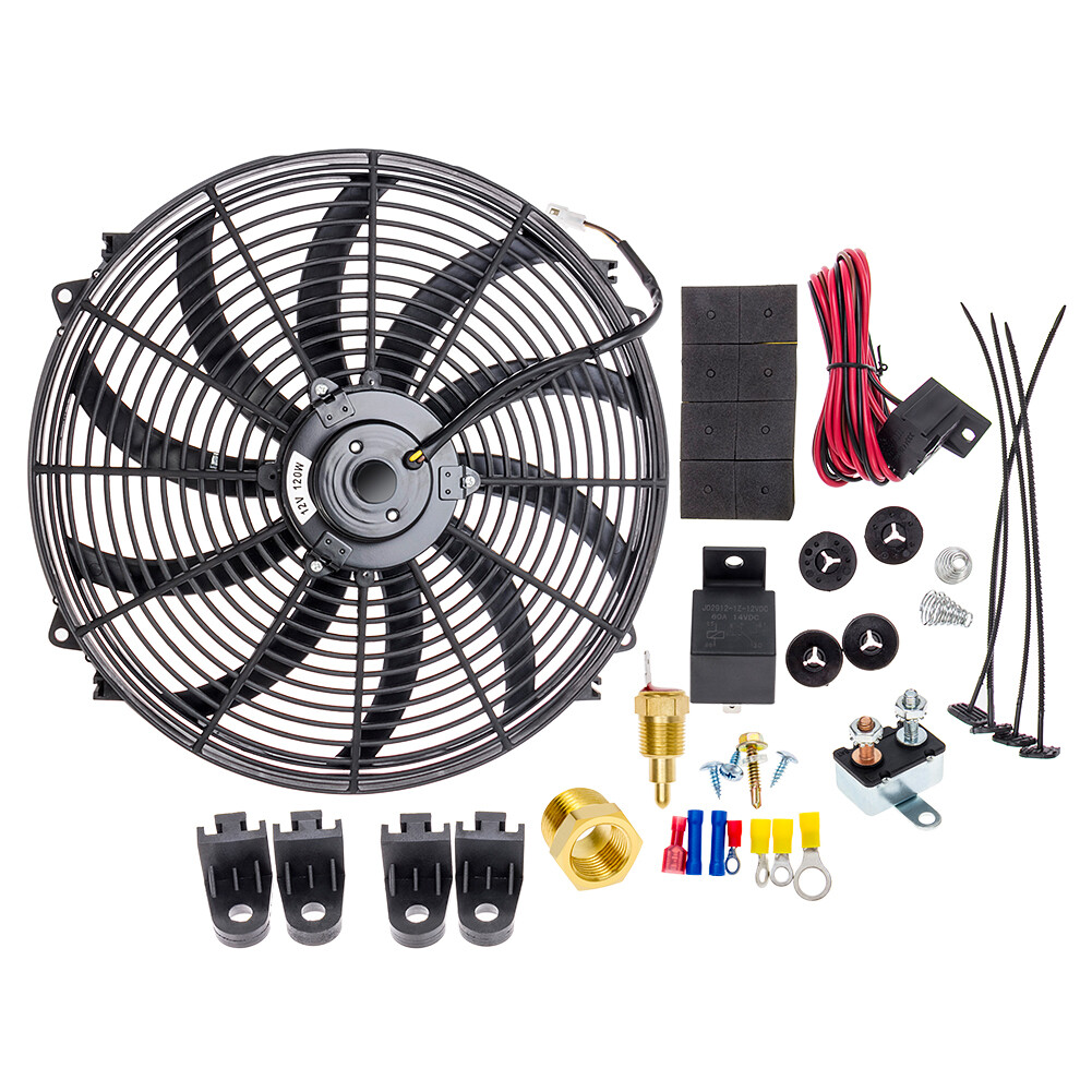 16inch Universal Slim Fan Push Puller Electric Radiator Cooling 12V ...