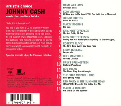 JOHNNY CASH ARTIST'S CHOICE: JOHNNY CASH NEW CD 827969071229| eBay