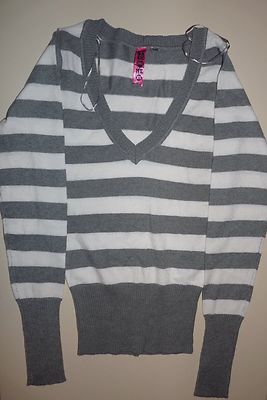 Pull léger en acrylique rayé gris et blanc My Basic Jennyfer taille 34 ...