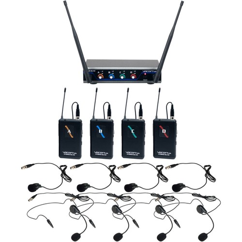 VocoPro Digital-Quad-B 4-Channel UHF Wireless Headset Lapel Microphone ...
