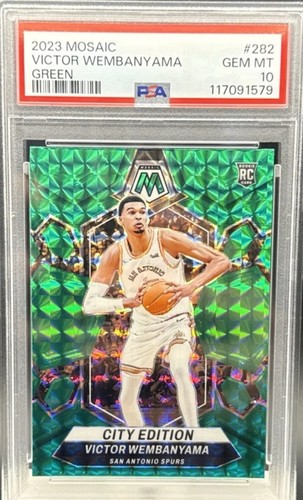 Victor Wembanyama 2023 Panini Mosaic City Edition #282 Green Mosaic PSA ...