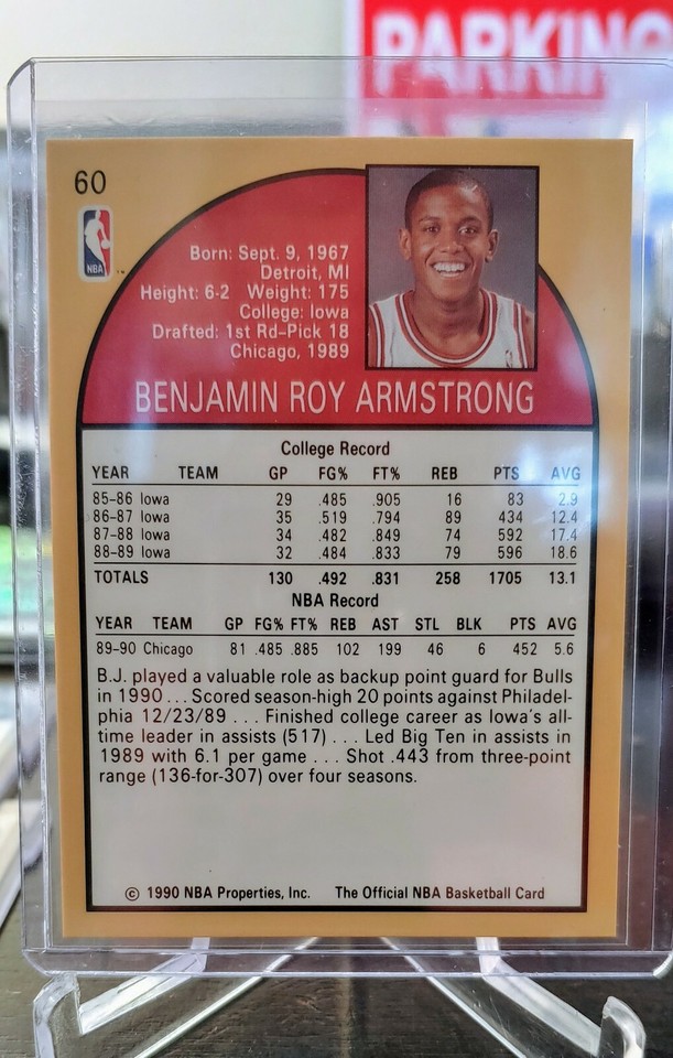 B.J. Armstrong 1990 Rookie Card NBA Hoops #60 Chicago Bulls | eBay