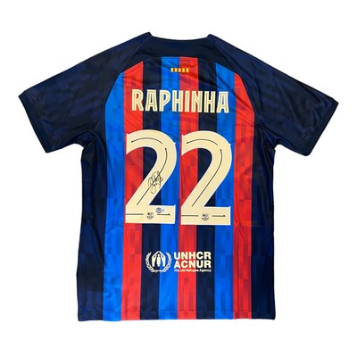 Raphinha Autographed FC Barcelona Nike Blue and Red Jersey - Beckett QR ...