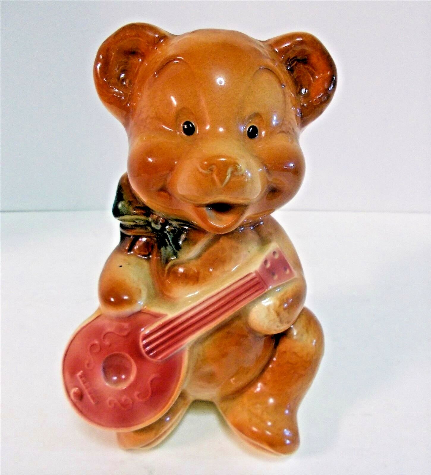 Vintage Rare Royal Copley Teddy Bear with Mandolin Planter Vase About 6 ...