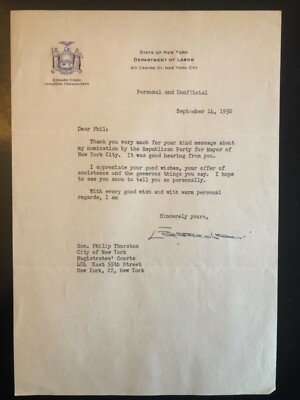 Edward Corsi typed and signed letter writer Public Official | eBay