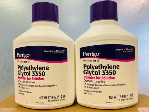 (pack of 2) Perrigo Polyethylene Glycol 3350 Powder Laxative 17.9 oz ...