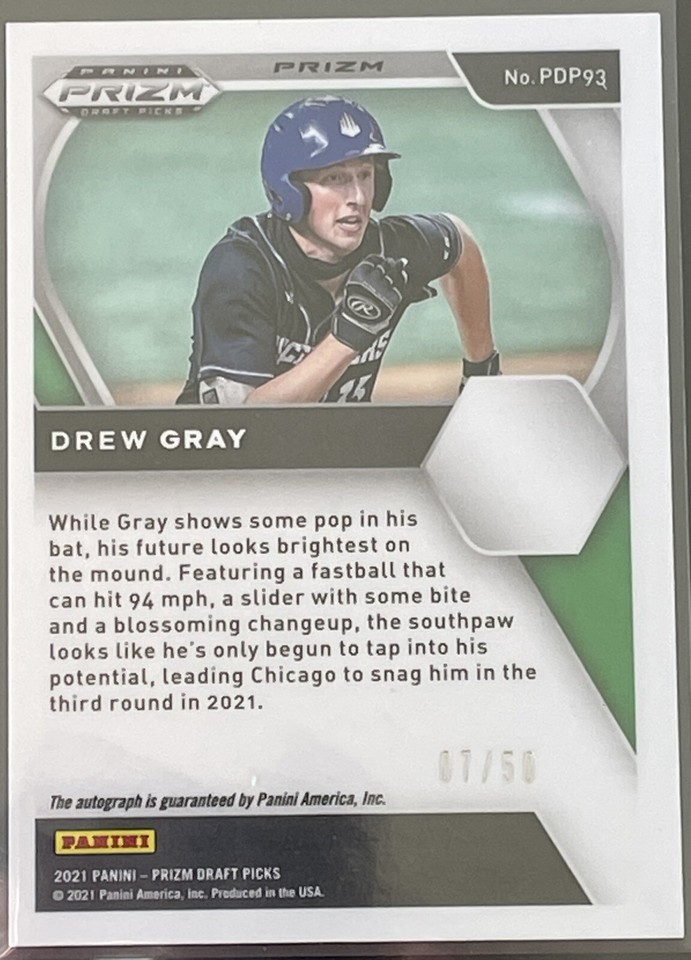 2021 Panini Prizm Baseball Draft Picks Drew Gray Auto /50 | eBay