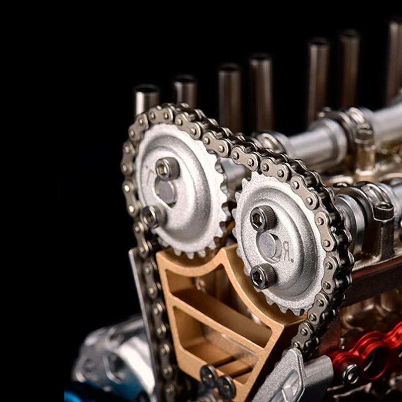 TECHING Metal 4 Cylinder Engine Car Mini Assembled Inline Engine Toy ...