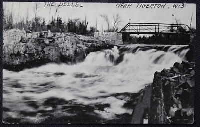 Vtg THE DELLS (Rapids) at Tigerton, Wisconsin - Black & White Postcard ...