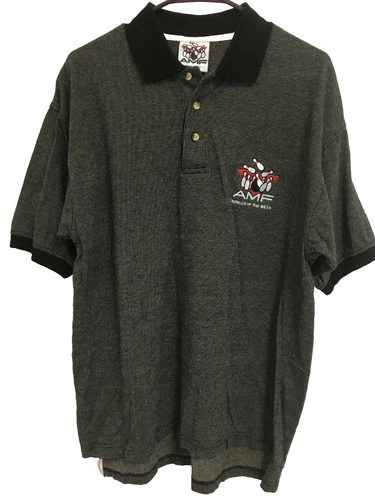 AMF Bowler of the Week Men Black Embroidery Sewn Logo Short Sleeve Polo ...