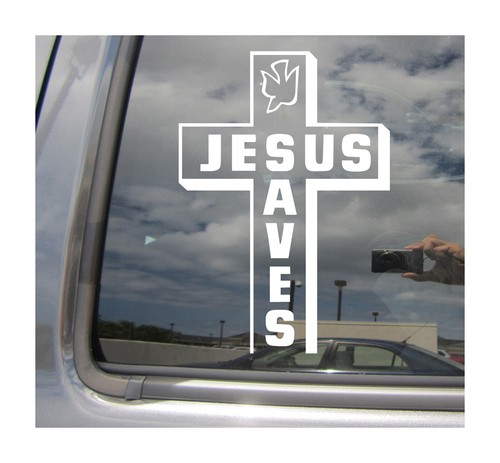 Jesus Saves Cross - Christian Car Truck Vinyl Decal Window Sticker ...
