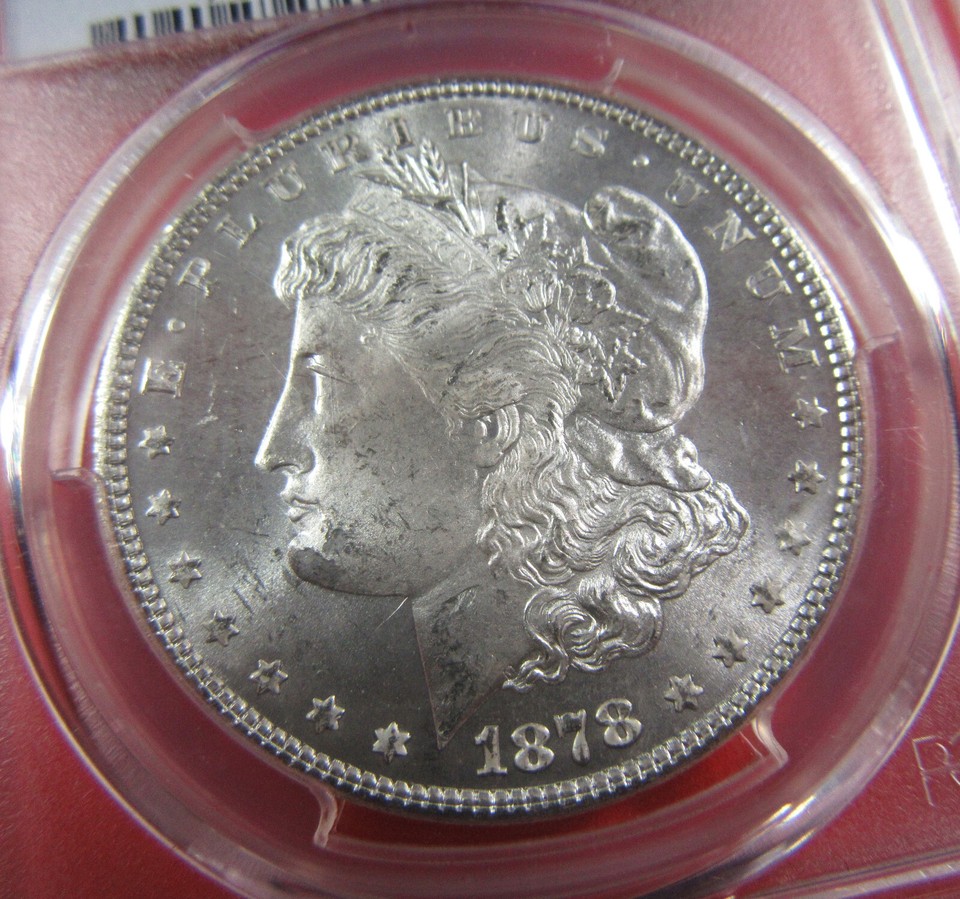 1878 7/8 TF $1 Weak PCGS MS64. 7 over 8 Tail Feathers. Uncirculated ...