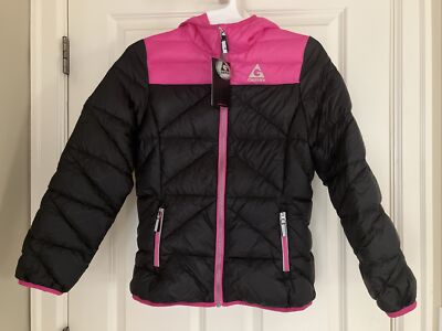 NWT NEW Gerry Down Lightweight Hooded jacket Black Pink packable Large ...