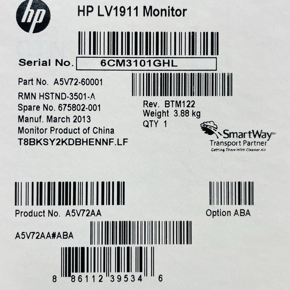 HP LV1911 Active Matrix LED Backlit Monitor 675802-001 18.5” ~New ...