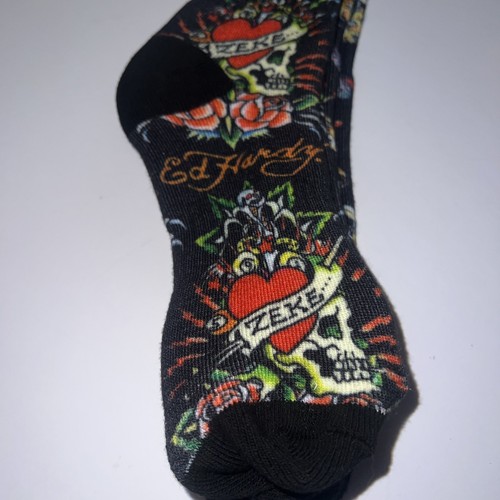 NWT Ed Hardy Mens 2 Pair Cushioned Crew Skull Heart Tiger Socks 6-12 ...