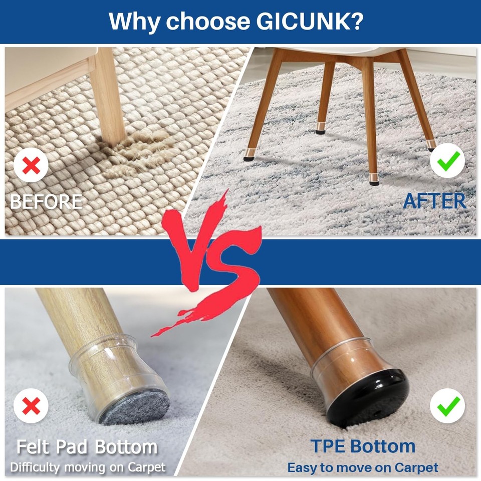 28 Pcs Chair Leg Sliders for Carpet, Round Chair Glides, Silicone ...