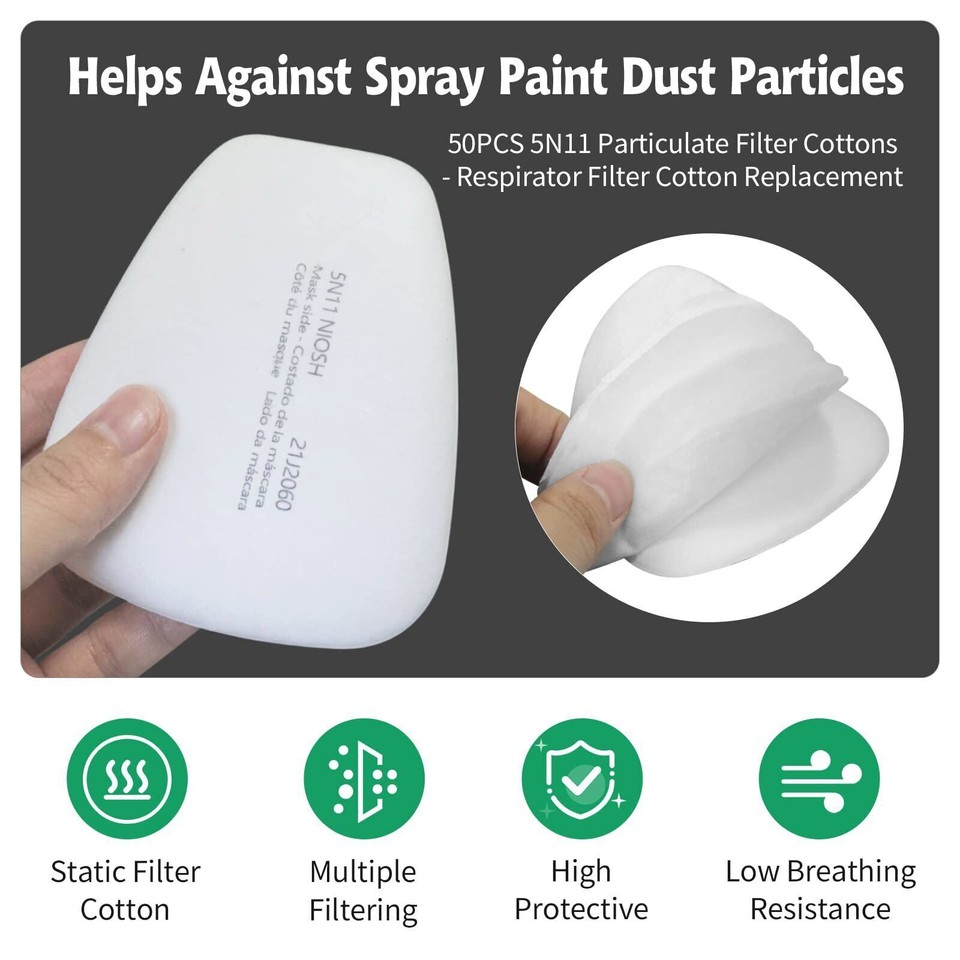 40Pcs 5N11 Particulate Filters Replacement For 6100 6200 6800 7502 ...
