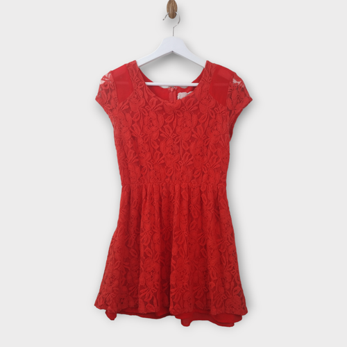 Anthropologie Coincidence & Chance Dress Womens Medium Red Orange Lace ...