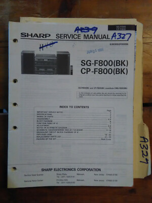 Sharp sg-f800 cp Service Manual Original Repair Book stereo radio tape ...