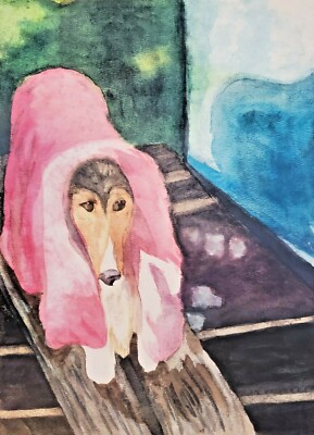 SHELTIE Spa Day 13x19 Art Print of Watercolor Signed by Artist KSams ...