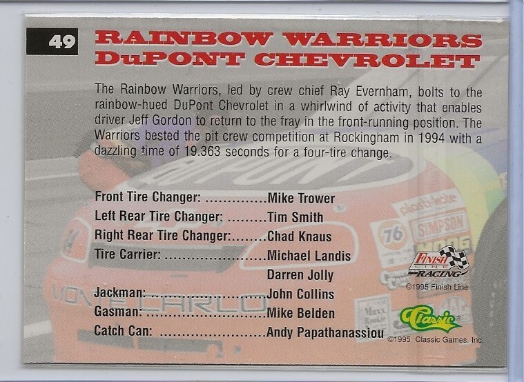Jeff Gordon 95 Assets Racing "Gold Signature" Card #49 | eBay