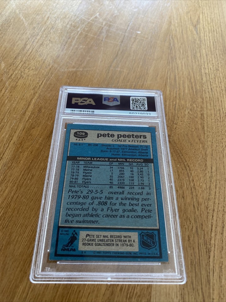 1981-82 Topps Pete Peeters Philadelphia Flyers #109 PSA 6 | eBay