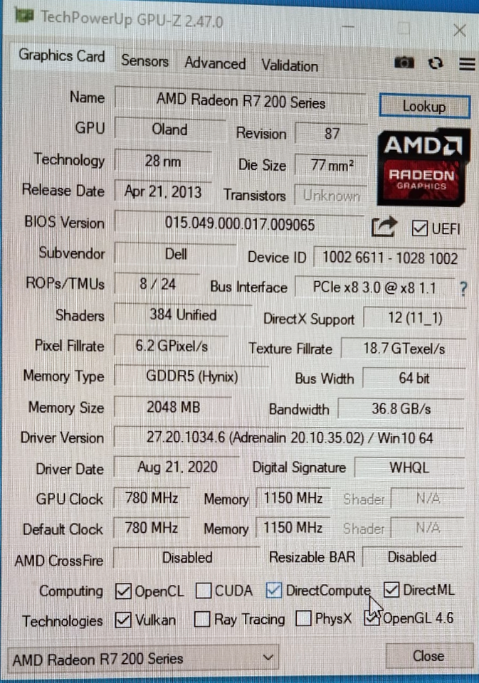 AMD RADEON R7 200 SERIES 2GB GDDR5 GRAPHICS CARD DP DVI Low Profile ...